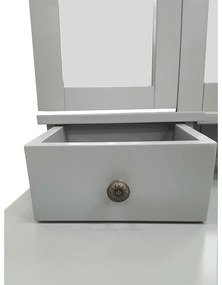 Toaletný stolík s taburetkou Galway NEW (šedá + stříbrná). 1028896