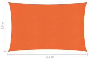Stínící plachta obdélníková HDPE 3,5 x 4,5 m Dekorhome Oranžová