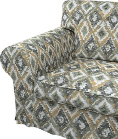 Potah na pohovku IKEA Ektorp 2-místná s lenoškou barva modrá látka pletený vzor, vzorované