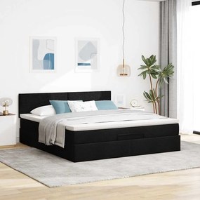Osmanský rám postele s matrací černá 160x200cm textil 3311389