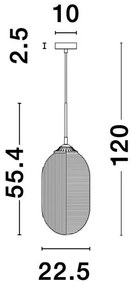 Nova Luce Závěsné svítidlo ATHENA kouřové šedé sklo matný černý kov E27 1x12W
