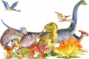 Fototapeta Dinosauři Malovaní Akvarelem Vliesová tapeta 460x300