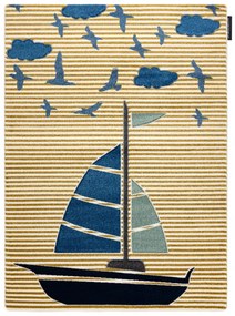 Hans Home | Dětský kusový koberec Petit Sail boat gold - 160x220