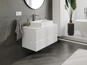 Mexen Rivel, koupelnová skříňka 90 cm, 2 zásuvky, drážkovaná, bílá matná, 91A20-09047-2-BFF01
