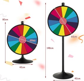 Costway Ø 60 cm Wheel of Fortune se stojanem Cenové kolo Výškově nastavitelné