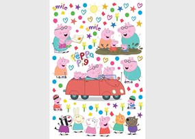 Dětská samolepka na zeď Prasátko Peppa Rodinná Jízda | 42.5 x 65 cm | DDKM1665