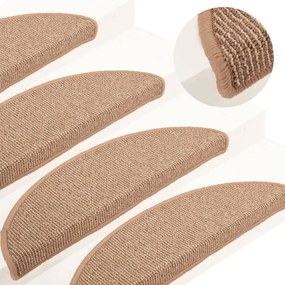 Schodové rohože 15 ks 65 x 21 x 4 cm světle hnědé, půlkulaté, velké 149859
