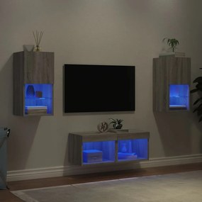 4dílná obývací stěna s LED osvětlením šedá sonoma 3216574