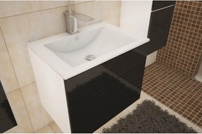 Skříňka vysoká, bílá / černý extra vysoký lesk HG, MASON BL11