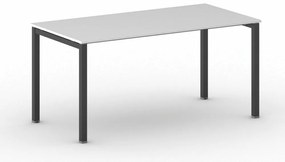 Jednací kancelářský stůl PRIMO SQUARE, 160x80 cm, černá podnož, bílá