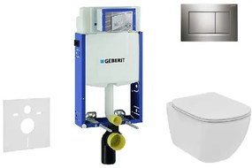 Geberit Kombifix - Set předstěnové instalace, klozetu a sedátka Ideal Standard Tesi, tlačítka Sigma30, Rimless, SoftClose, lesklý chrom/chrom mat 110.302.00.5 NE6