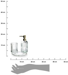 Sada koupelnových doplňků Ari, čiré sklo/se zlatými prvky