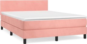 Box spring postel s matrací růžová 140x200 cm samet 3141190