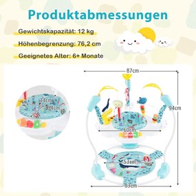Costway Baby Sky Jumperoo s nastavitelnou výškou, hračkami a hudebním boxem
