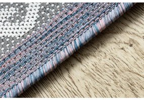 koberec SISAL SION aztécký 3007 ploché tkaní modrý / růžový / ecru velikost 180x270 cm | krásné koberce cz