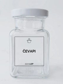 Samolepka na kořenky ČEVAPI průhledná 5 × 5 cm tučné písmo
