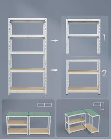 Sada 2 ks dílenských regálů Myron 180 cm stříbrná/hnědá