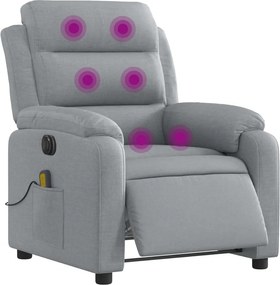 Elektrické masážní polohovací křeslo světle šedé textil 3204968