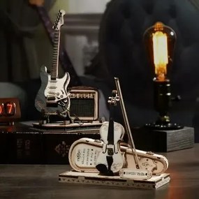 RoboTime dřevěné 3D puzzle Viola / od 8 let / 62 dílků / Obtížnost: ní