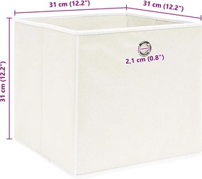 Úložné boxy 4 ks bílé 32 x 32 x 32 cm textil 288349