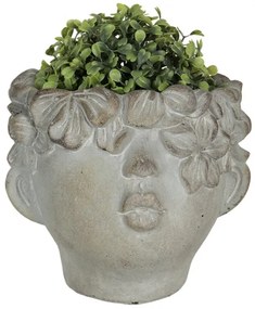 Květináč v designu busty hlavy s květinami Tete – 16x15x13 cm