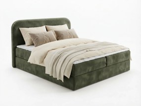 Čalouněná postel boxspring FORENA 140x200 cm tmavě zelená Matrace: Matrace Bonell pružinová