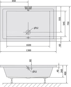 Polysan, DEEP hluboká sprchová vanička obdélník 130x75x26cm, bílá, 72942