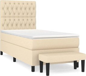 Box spring postel s matrací krémová 90x190 cm textil 3136802