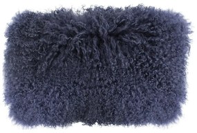 Polštář modrá ovčí kůže kudrnatý dlouhý chlup Navy Curly - 50*30*10cm