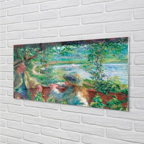 akrylový obraz Art setkání u jezera 140x70 cm