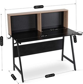 PC stůl Pikara, černá / dub sonoma