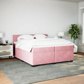 Box spring postel s matrací růžová 200x200 cm samet 3286401
