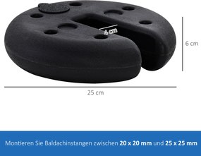 Outsunny HOMCOM zátěžový párty stan pavilon plnitelný do 5 kg z HDPE plastu černé barvy Ø25x6cm pro stabilní upevnění stanu | Aosom.de
