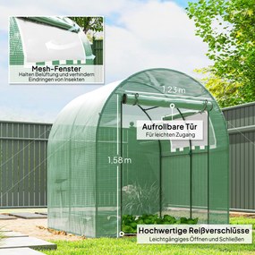 Skleník Outsunny, 180 x 180 x 200 cm, fóliový skleník s rolovacími dveřmi, UV ochrana, skleník, domek na rajčata s bočním oknem, PE síťová fólie, zim…