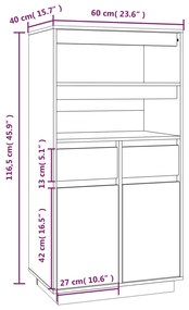 Skříň highboard bílá 60 x 40 x 116,5 cm masivní borové dřevo - Default Title