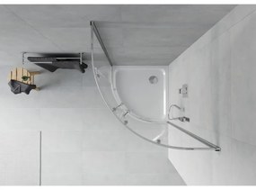 Mexen Rio půlkruhový sprchový kout 80 x 80 cm, Průhledné, Chromovaná + sprchová vanička Flat, Bílá - 863-080-080-01-00-4110