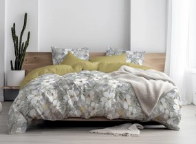 Ervi Bavlněné povlečení oboustranné - Tichá romance šedé/hořčice