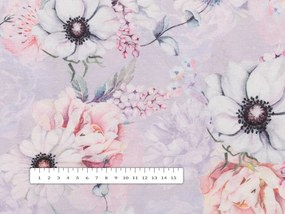 Biante Dekorační závěs PML-068 Růžové květy na šedofialovém 145x200 cm