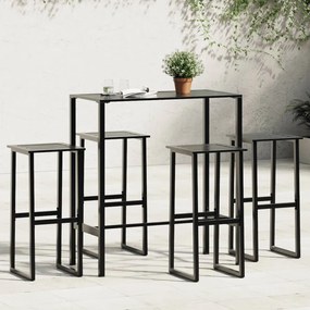 5Dílný Zahradní Barový Set Černý Práškově Lakovaná Ocel - 6 / 100 x 100 x 110 cm