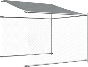 Klec pro psy se střechou a dvířky šedá 6x2x2 m pozinkovaná ocel 3209569