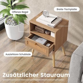Costway Ratanový noční stolek2Sestava nočních stolků se zásuvkami a – přírodní