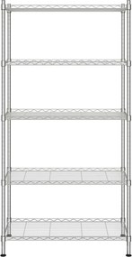 Úložný regál 5 polic 90 x 35 x 180 cm chromovaný 250 kg 324623