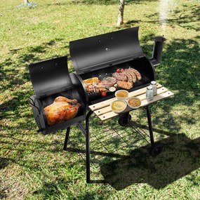 Costway BBQ gril na dřevěné uhlí s kolečky Grilovací vozík s víkem Venkovní gril