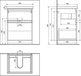 Sapho, ALTAIR umyvadlová skříňka 57x72,5x45cm, černá mat