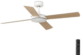 FARO Barcelona FARO 33350DC-Stropní ventilátor MALLORCA L bílá/hnědá pr.132 cm+dálkové ovládání 33350DC