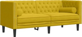 2dílná sedací souprava Chesterfield s podhlavníky žlutá samet 3209297