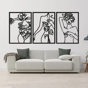 Třídílná nástěnná dekorace ženy – Moderní art umění | SENTOP HDF0480