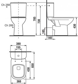 Jika Deep WC kombi, vodorovný odpad, spodní napouštění H8266160002811