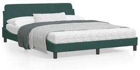 Rám postele s čelem tmavě zelený 160x200 cm samet