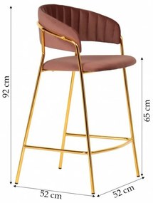 Barová židle Goma růžová/zlatá